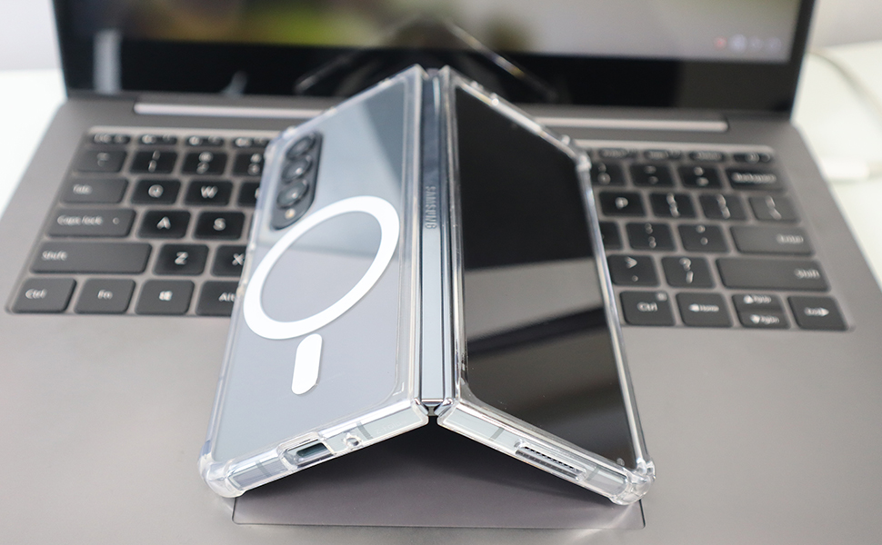 Amazon.com: ioiFour for Samsung Galaxy Z Fold 4 Magnetic Clear Case, Compatible with Wireless ...
