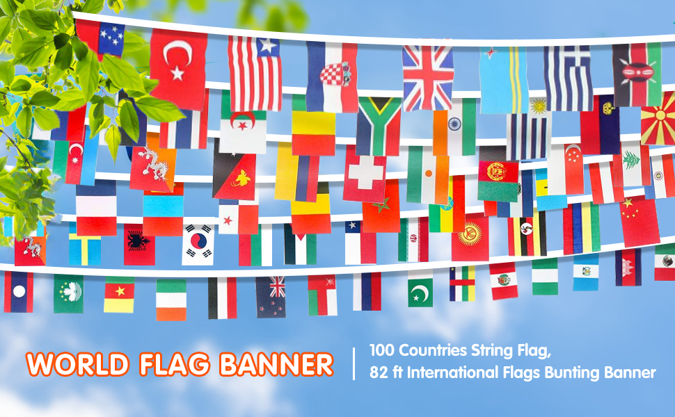 Amazon.com : Country Flags, 82 ft International Flags Bunting Banner ...