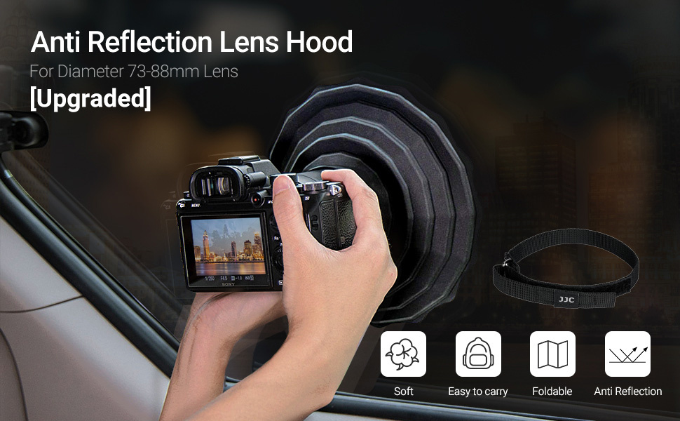 JJC Universal Anti-Reflective Silicone Lens Hood for 73mm~88mm Diameter Lens, Blocking ...