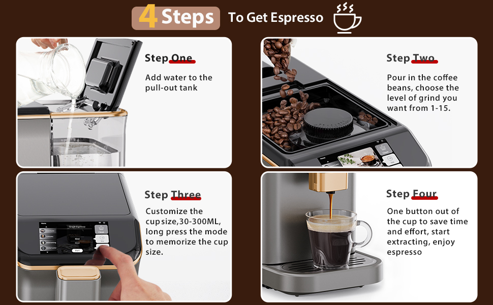 Amazon.com: Euker 20Bar Espresso Machine with Milk Frother, 1350W Premium Coffee Maker for ...