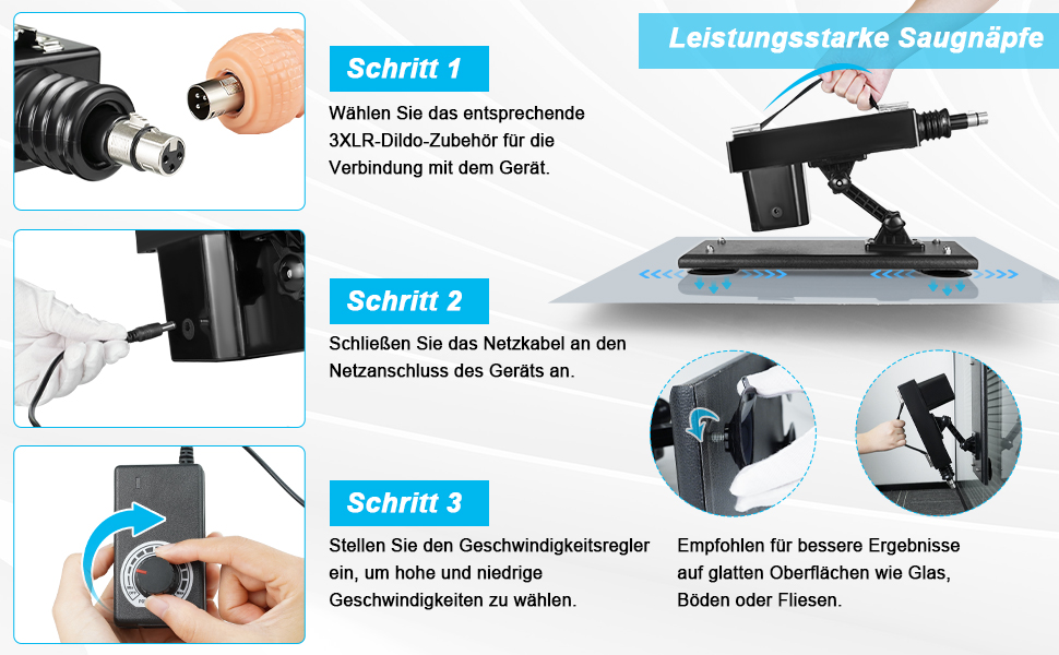 Sexmaschine,Automatische Fickmaschine mit Dildos und Saugnapf Aufsätzen,3XLR Connector ...