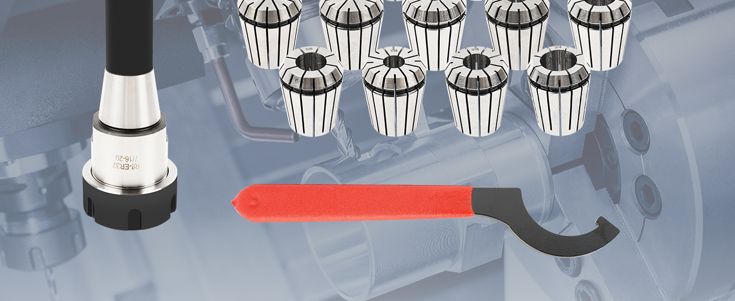 ER32 R8 Collet Set with 11Pcs ER32 Collet Set and Wrench for CNC Engraving Machine & Milling ...