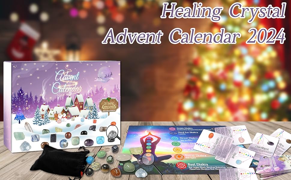 Crystal Advent Calendar 2025, 24 Days Christmas Countdown Natural Chakra Healing Stone Rock ...