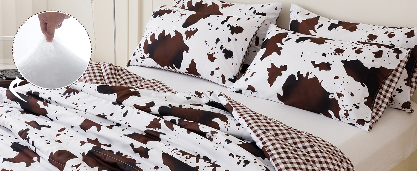 Amazon.com: PERFEMET 3Pcs Cow Comforter Set King Size Rustic Cow Print Western Bedding Sets ...
