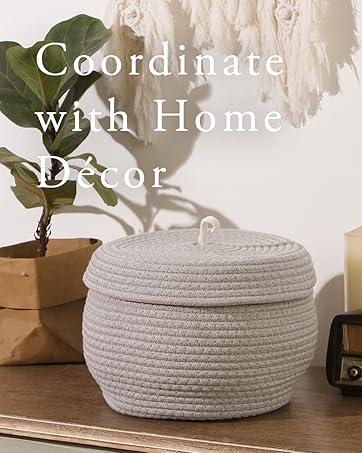 Amazon.com : Sea Team Oval Cotton Rope Woven Storage Basket with ...