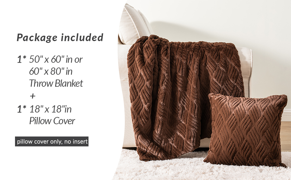 BATTILO HOME Faux Fur Throw Blanket Chocolate Brown Pillow Cover Set ...