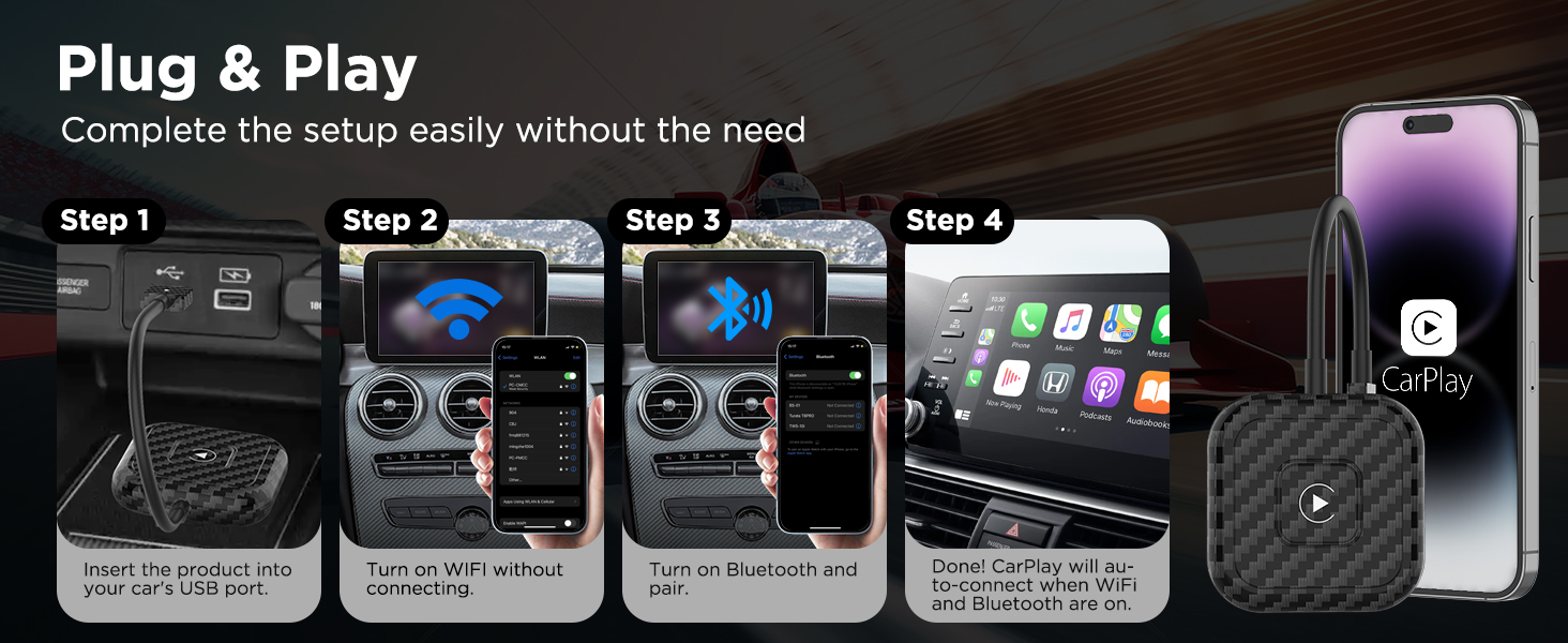 Amazon.com: ITIDU Wireless Carplay Adapter, 2024 Style for Apple OEM Wired CarPlay, Convent ...