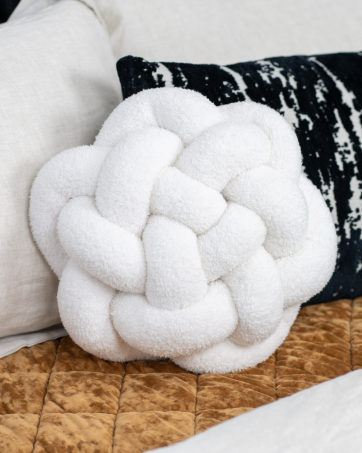 Amazon.com: 2C Home Large White Knot Pillow | 13" Knotted Pillow ...