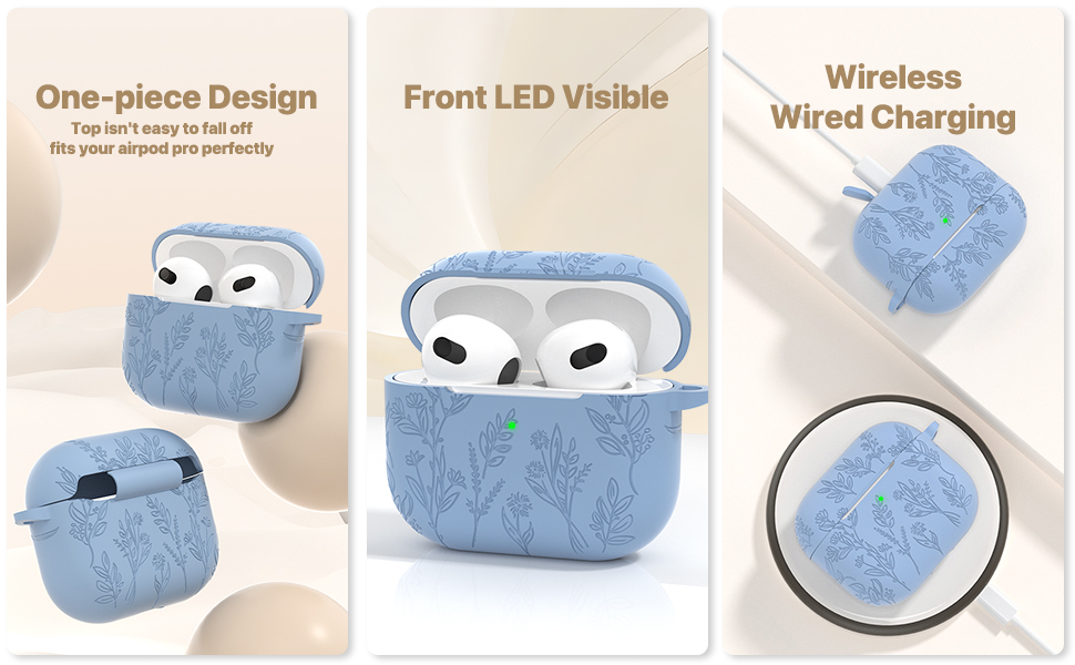 Amazon.com: Maxjoy for AirPod 3rd Generation Case Cover, Flower Engraved Silicone AirPod 3 Case ...