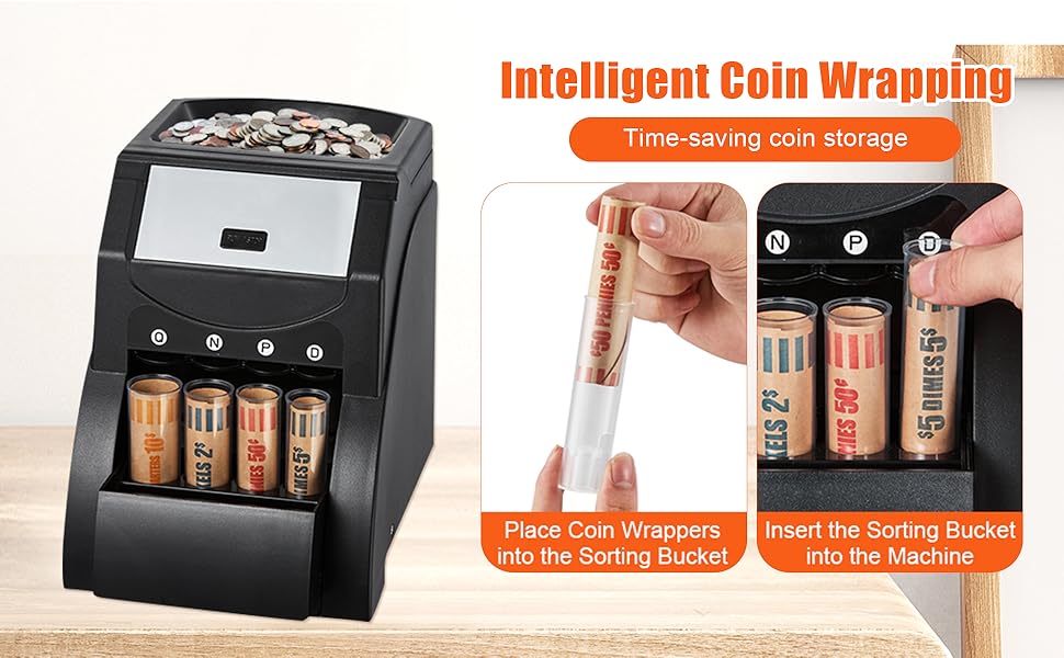 Amazon.com : Coin Sorter, Coin Sorter and Wrapper Machine for USD Coin 1¢ 5¢ 10¢ 25¢, Coin ...