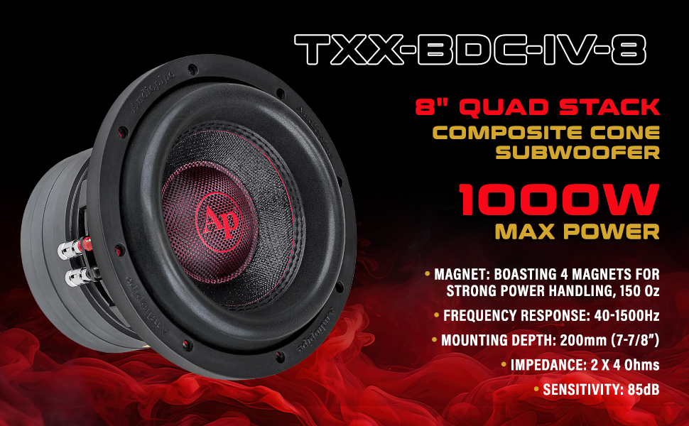 Amazon.com: Audiopipe 8" Quad Stack Composite Cone Subwoofer (TXX-BDC-IV-8), Superior ...