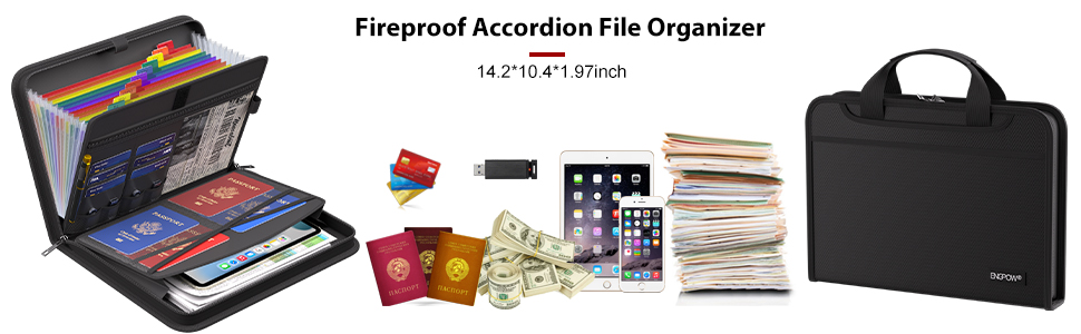Amazon.com: ENGPOW Accordion File Organizer,Fireproof Expanding File Folder with Multi Pockets ...