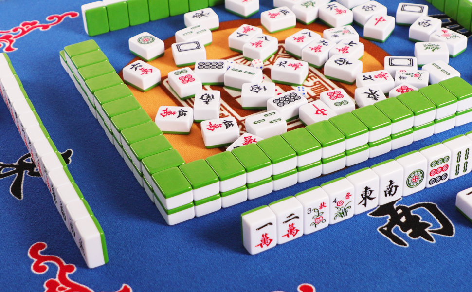 Amazon.com: GUSTARIA Chinese Mahjong Set, X-Large Mahjong Tiles Set (Green,1.6"), Complete ...