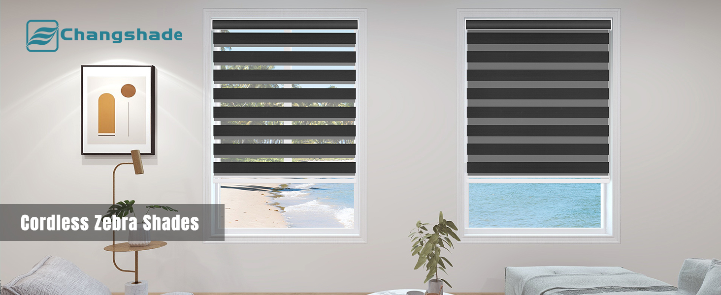 Amazon.com: Changshade Zebra Blinds for Indoor Windows Cordless Blackout, Zebra Roller Shades ...