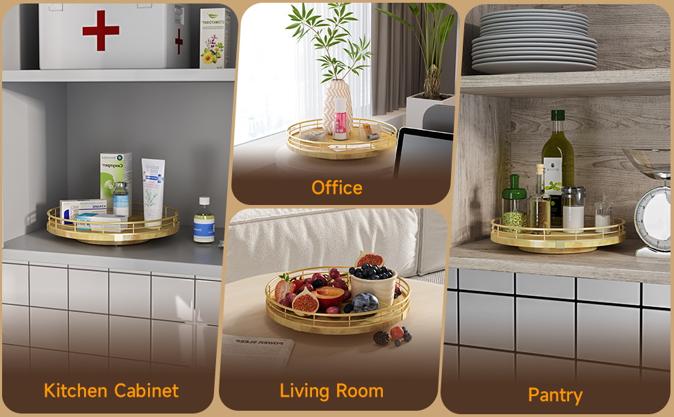 Amazon.com: Farmhouse Oak 10" Lazy Susan Turntable Organizer for Cabinet, Round Wooden Lazy ...