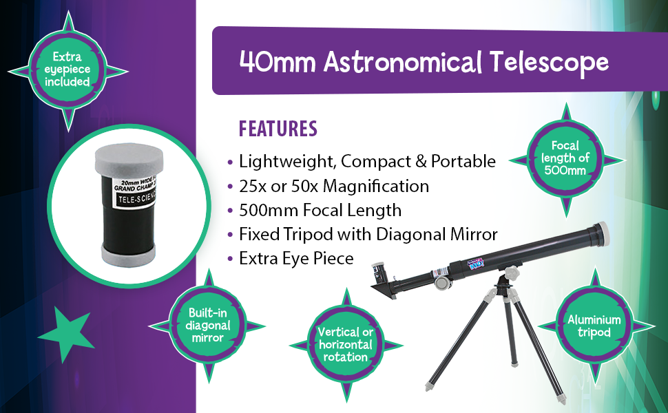 Science Mad 40mm Astronomical Telescope For Kids - Learn Astronomy With ...