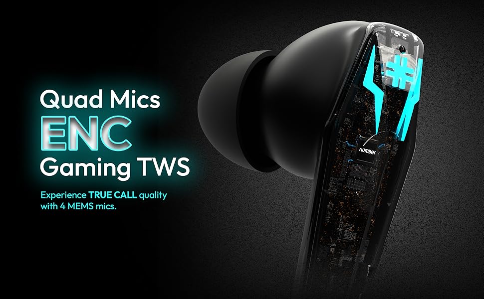 Number Super Buds Pro GT99 Truly Wireless in Ear Earbuds with 50 Hours Playtime, 35ms Ultra Low ...