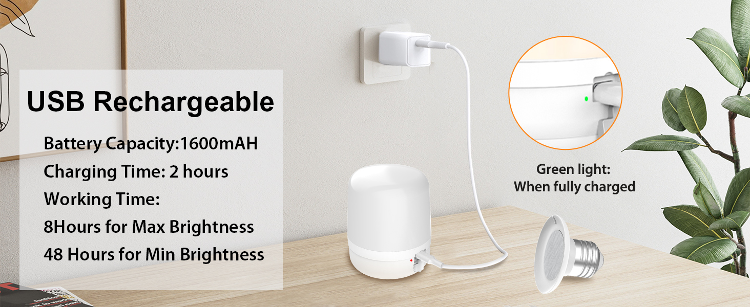 Eocean E27 Rechargeable Light Bulbs with Remote Control, Wireless Light ...