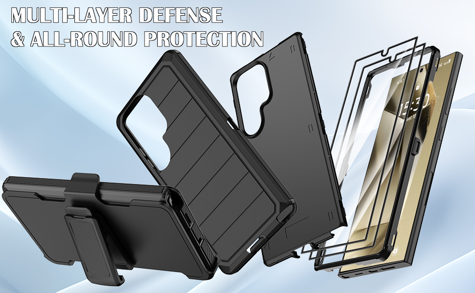 Amazon.com: KECAI for Samsung Galaxy S24 Ultra Case with Belt Clip Holster & Kickstand,2X Screen ...