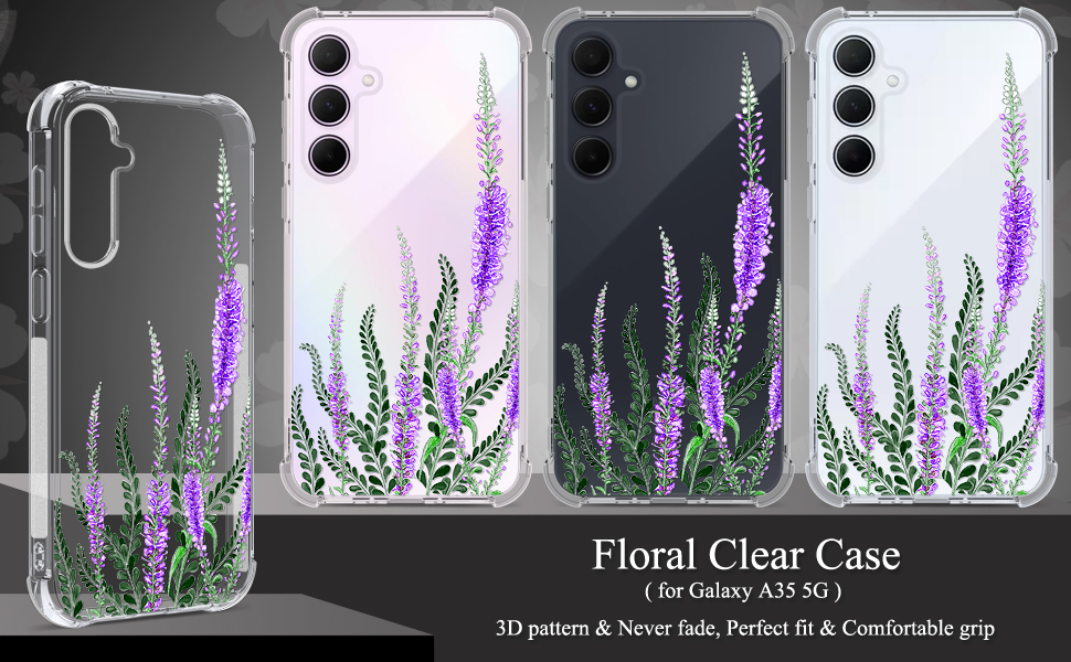 Amazon.com: GREATRULY Floral Clear Case for Galaxy A35 5G for Women/Girls,Pretty Phone Cover for ...