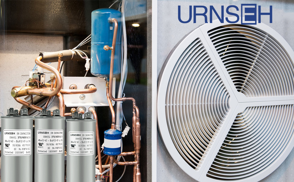 Urnseh 35+5 uF MFD ±5% 370/450 VAC CBB65 Dual Circular Run Start Round Capacitor for Condenser ...