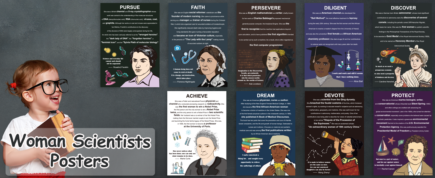 Amazon.com: OBUSATT 9 Pieces Woman Scientists Posters Famous Woman ...