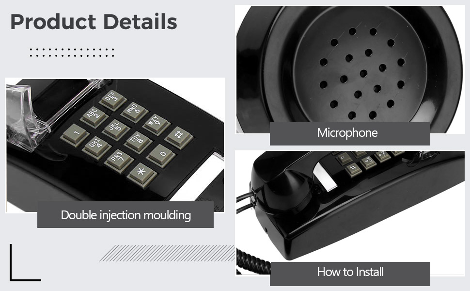 Vintage Wall Phones Landline, Old Style Retro Wall Phone, Wall Mount Corded Telephone with ...