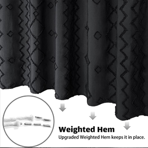 Amazon.com: NixiYa Shower Curtain Black Boho Woven Fabric Shower Curtain Modern Tufted Chevron ...