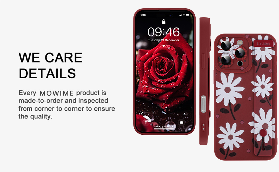 Amazon.com: MOWIME Compatible with iPhone 16 Pro Max Case with Wrist Strap, Cute Daisy Floral ...
