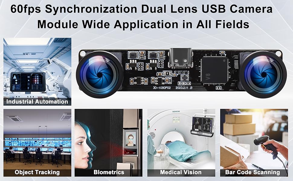 ELP USB Camera 60fps 4MP synchronization dual lens USB camera with 120 degree lens without ...