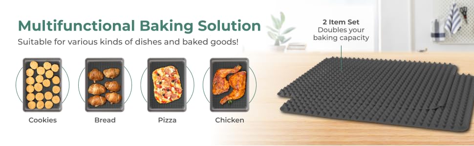 Amazon.com: Silicone Tray Mat | Set of 2 Reusable Baking Sheet Liners ...