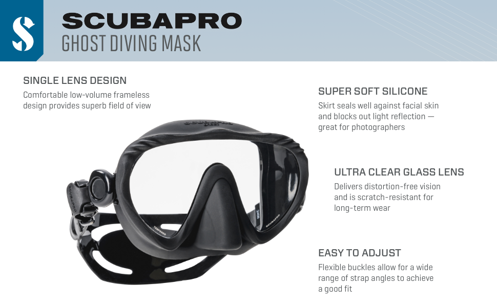 Amazon.com : SCUBAPRO Ghost Scuba Dive Mask, Low-Volume Frameless Design w/Ultra Clear Single ...