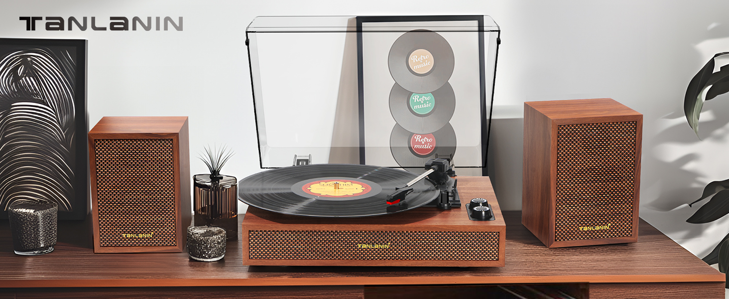 Amazon.com: Vinyl Record Player with External Bookshelf Speakers, 33-1/ ...