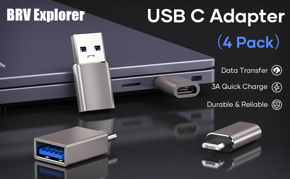 Adaptador USB C a USB (4 unidades) 3.1 USB C hembra a USB macho, adaptador USB C a Micro USB OTG ...