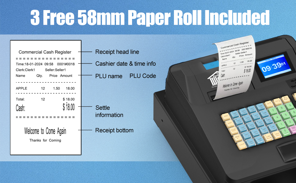Amazon.com : Perfiware Cash Register for Small Businesses with Scanner ...