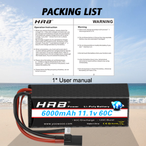 HRB 2PCS RC Lipo Battery 6000mah 11.1V 3S 60C Hardcase with TR Plug Compatible with RC ...