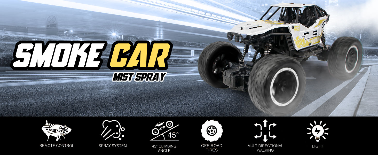 Zest 4 Toyz Remote Control Car for Kids with Mist Smoke Effect 2 WD Monster Truck Rock Crawler ...