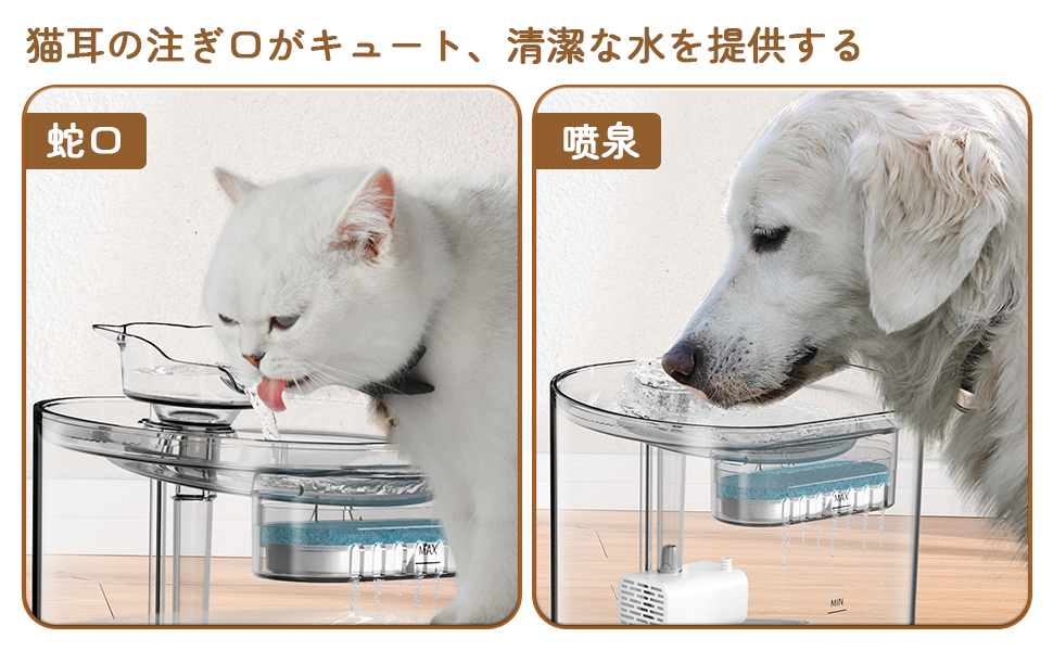 Amazon | Pateker® 猫 水飲み器 ペット自動給水器 2.2L大容量 5重ろ過 3個活性炭フィルター付 蛇口式&湧水式設計 お手入れ簡単 組み立て簡単 猫/中小犬用 音 節電 省 ...