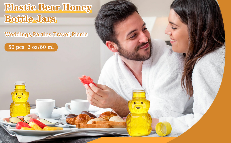 Amazon.com: 50 Pack Plastic Honey Bear Bottles Jars, 2 oz Honey Bear ...