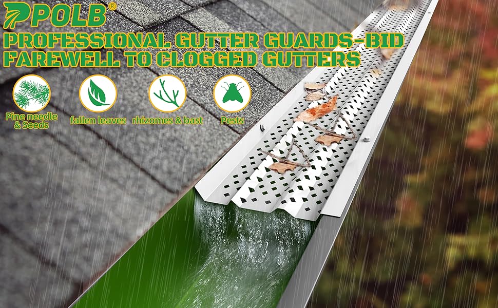 Gutter Guards 6 inch, White Painted Aluminum Leaf Filter Rain Gutter ...
