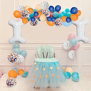 Amazon.com: 117Pack Theme Party Balloon Garland Kit, Blue and Orange Blush Dog Paw Balloon Arch ...