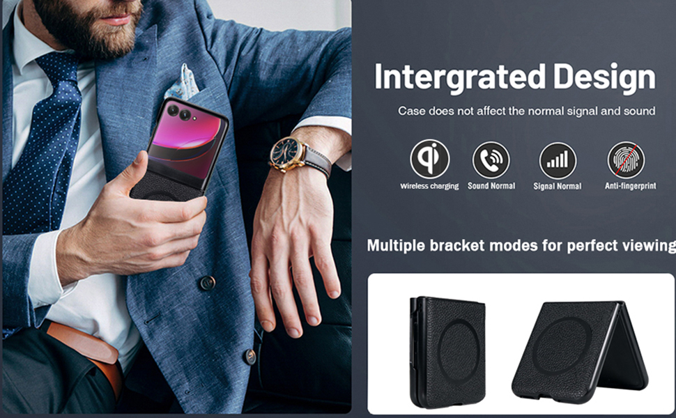 Amazon.com: KUGEW for Motorola Razr Plus 2023 Leather Case, Compatible with MagSafe, Moto Razr+ ...