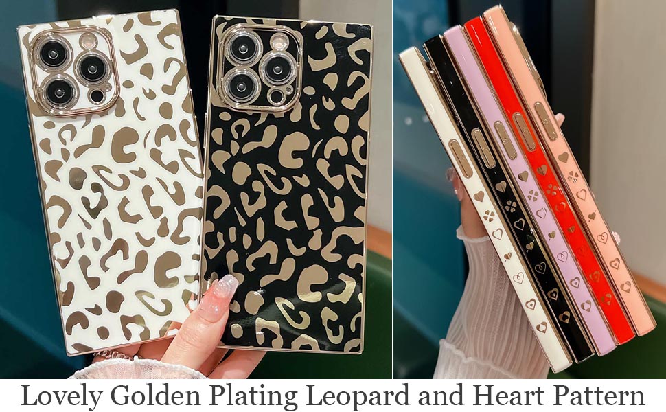 Amazon.com: KERZZIL Elegant Compatible with iPhone 13 Pro Max Rectangle Edge Case, Cute Luxury ...