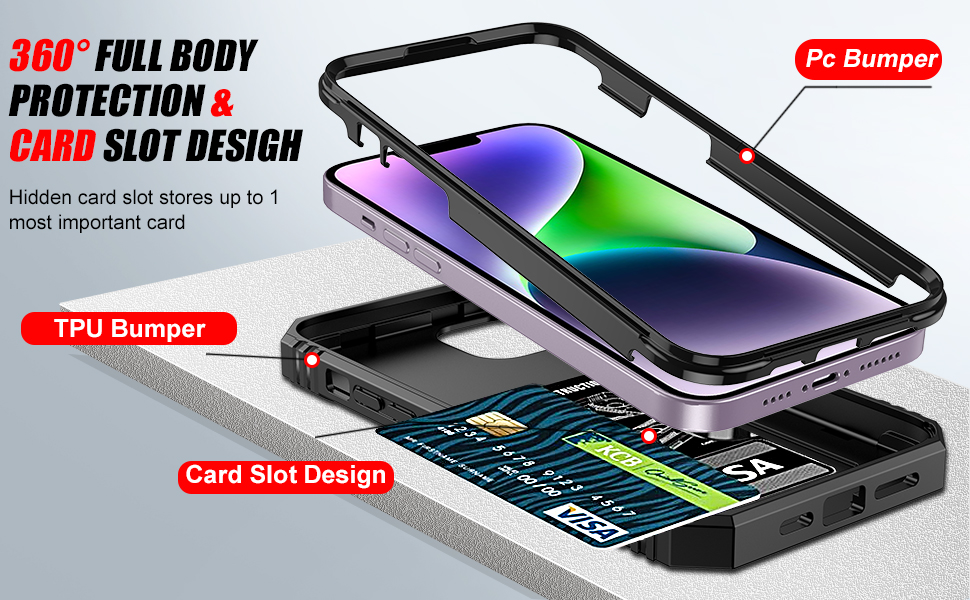 LeYi for iPhone 14 6.1'' Case with Camera Cover Slider, 360° Full Body Armour Military ...