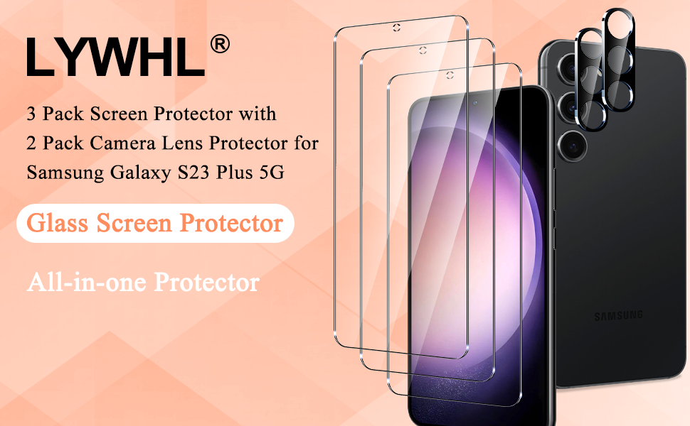 Amazon.com: LYWHL for 3 Pack Samsung Galaxy S23 Plus / S23+ Tempered Glass Screen Protector with ...