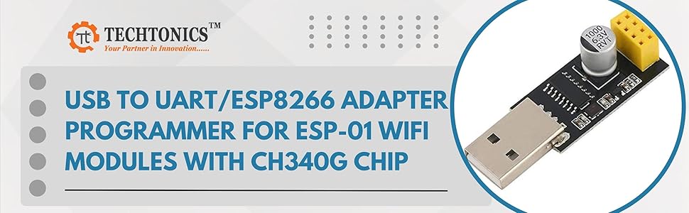 Techtonics ESP-01 USB to UART ESP8266 Adapter Programmer with CH340G Chip : Amazon.in: Computers ...