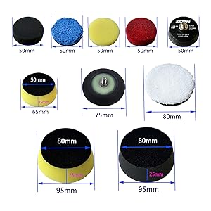 Amazon | ZOTA ポリッシャー バフ、電動ぽりっしゃーバフセット12点 カーボンブラシ2組付属 50mm/75mm裏板【5/16-24Unf】ネジ接続 車磨き 洗車用バフ 研磨艶出し ...