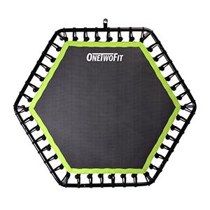 ONETWOFIT 48" Silent Mini Trampoline with Adjustable Handle Bar Fitness Trampoline Bungee ...