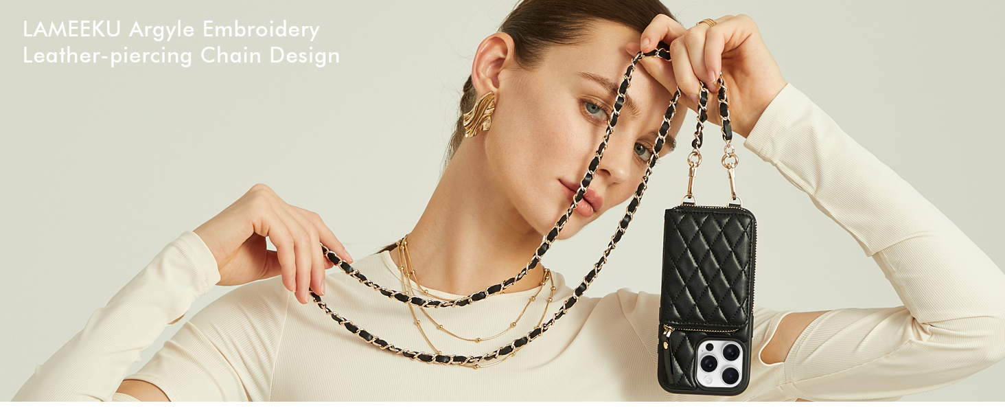 Amazon.com: LAMEEKU Compatible with iPhone 16 Pro Max Wallet Case with Card Holder, Quilted ...