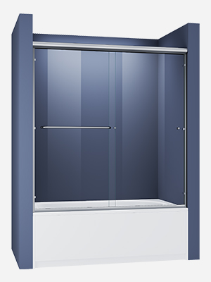 SUNNY Frameless Shower Tub Door Double Sliding Shower Doors 60" W x 57" Shower Enclosure in ...